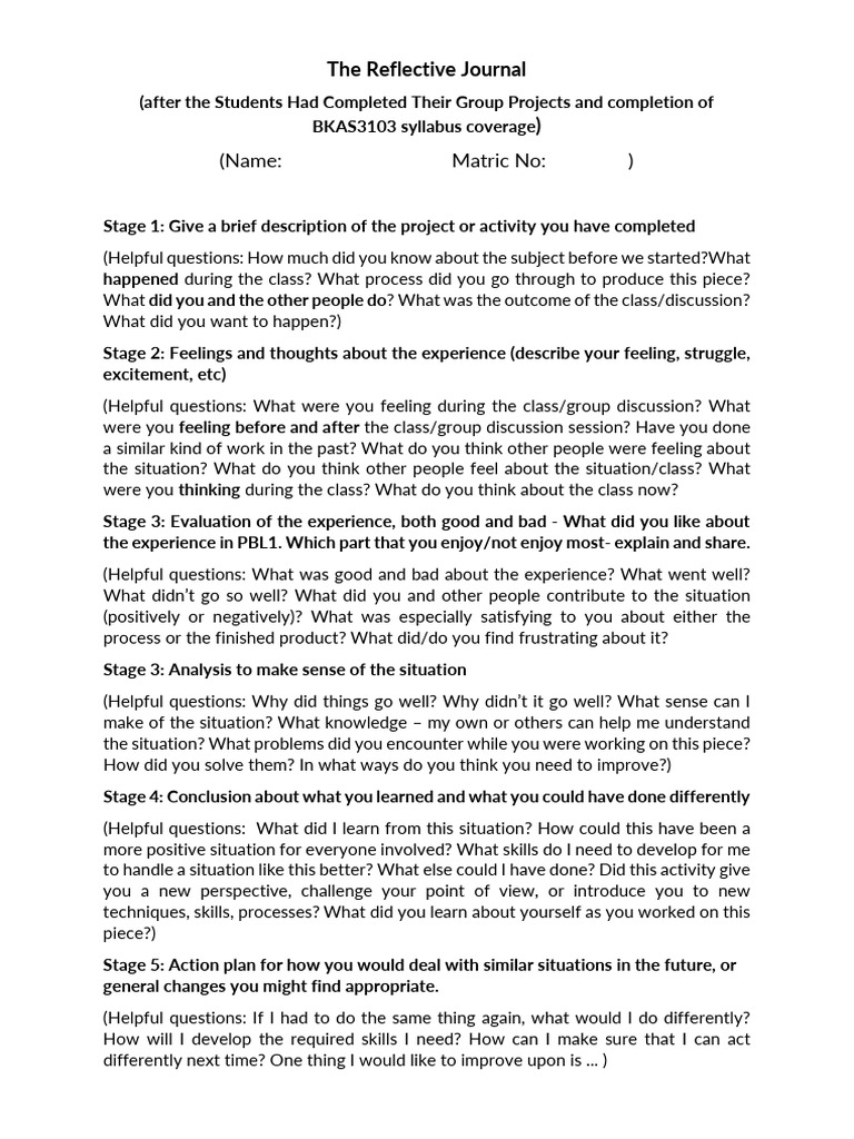 Reflective Journal on Learning Journey | PDF | Experience | Feeling