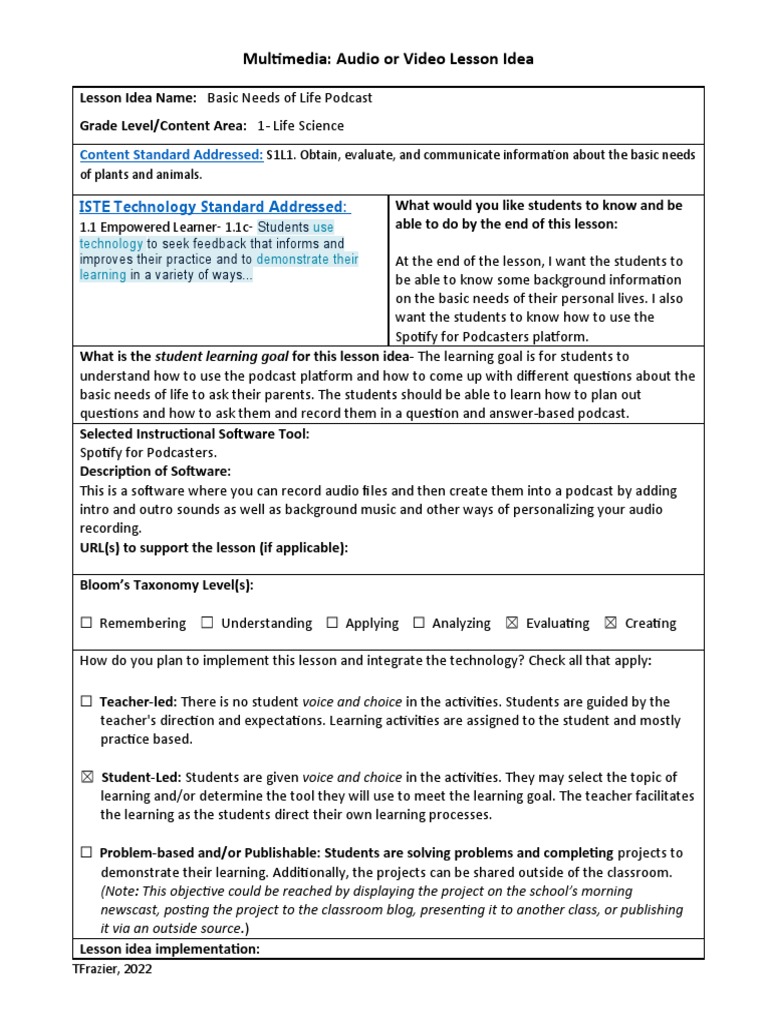 Podcast Lesson Plan | Download Free PDF | Learning | Podcast