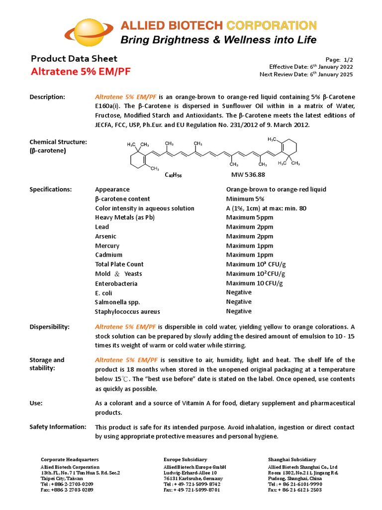 Altratene 5% EM/PF Product Overview | PDF | Nut (Fruit) | Edible Nuts ...