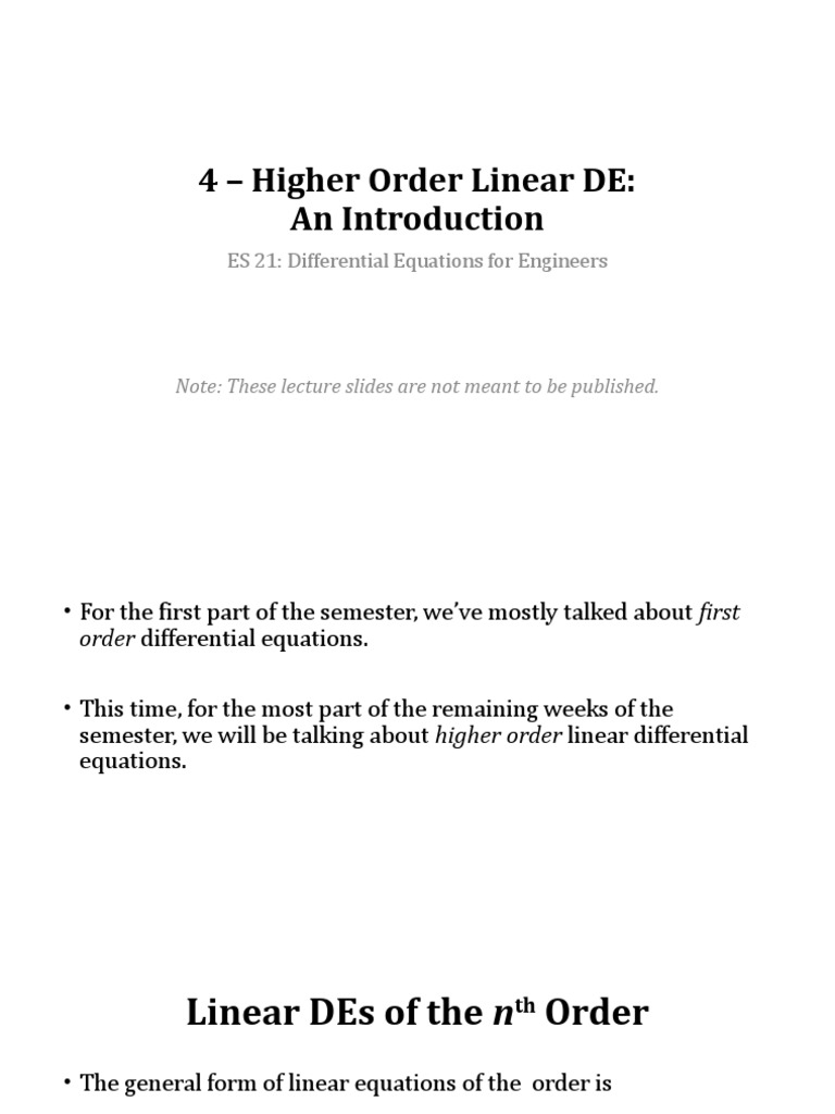 4 - Higher Order Linear | PDF | Determinant | Differential Equations