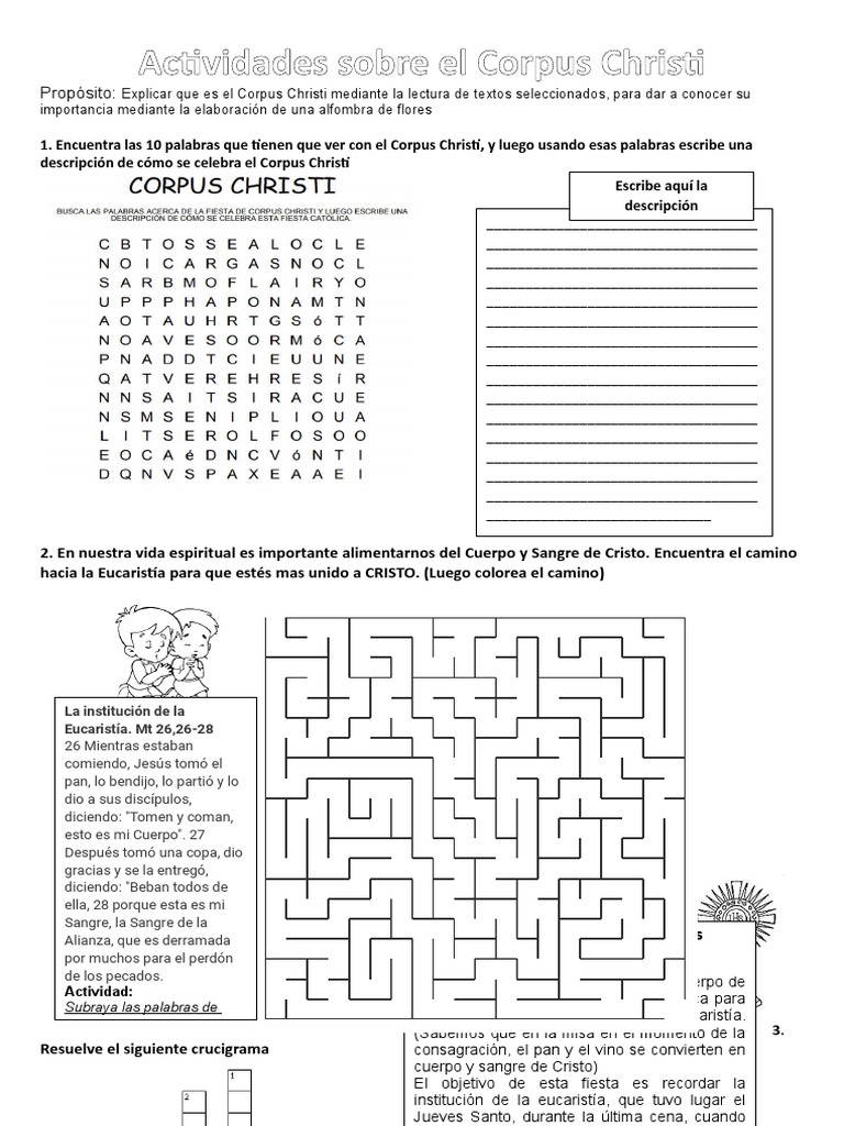 Actividades Educativas Corpus Christi | PDF | eucaristía | Adoración ...