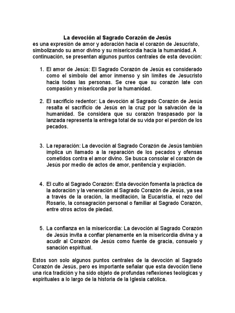 La Devoción Al Sagrado Corazón de Jesús | PDF