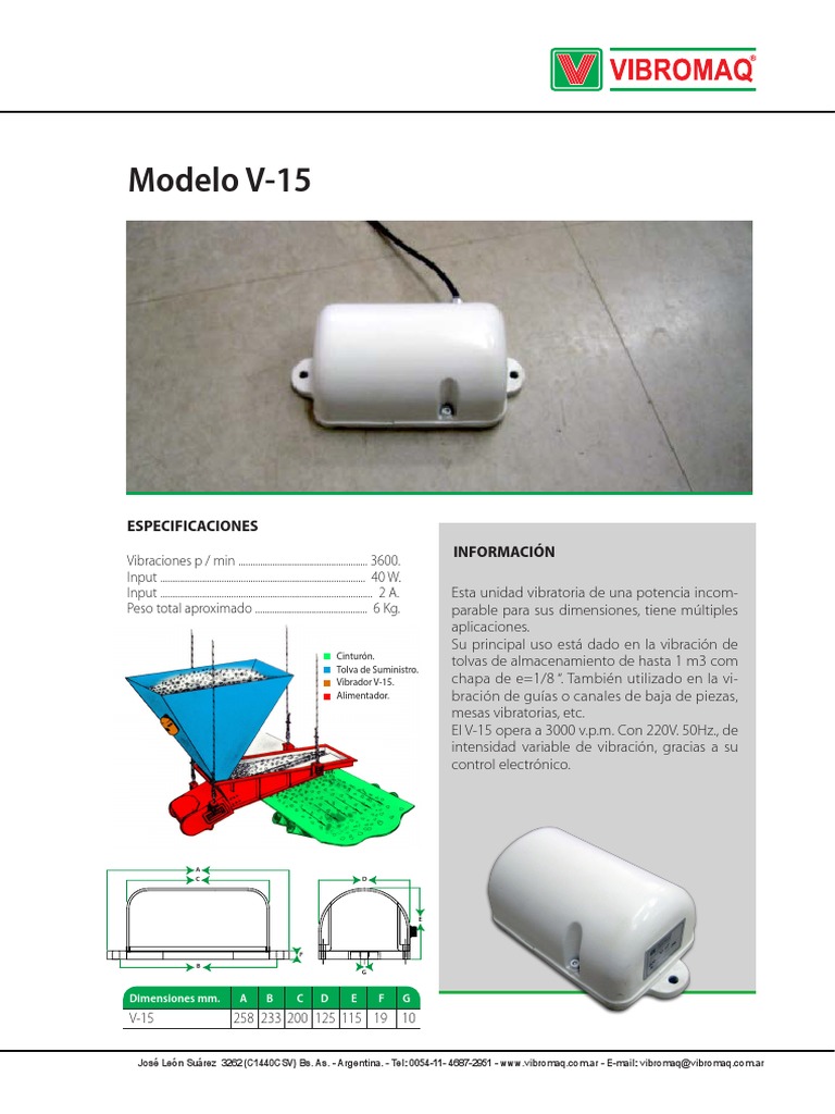Vibrador V-15: Especificaciones y Usos | PDF