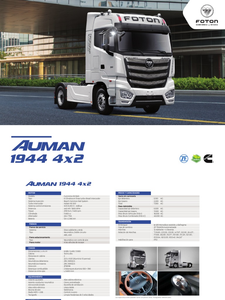Ficha Tecnica Foton Auman 1944 | Descargar gratis PDF | Neumático ...