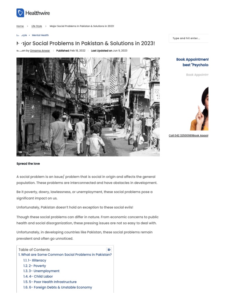 Major Social Problems in Pakistan & Solutions in 2023! - Healthwire ...