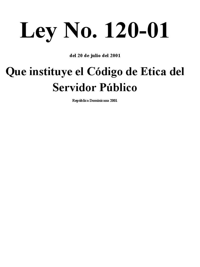 Codigo De Etica Del Servidor Publico De Rd Descargar Gratis Pdf