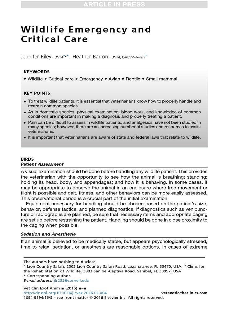 Wildlife Emergency and Critical Care | PDF | Anemia | Anesthesia