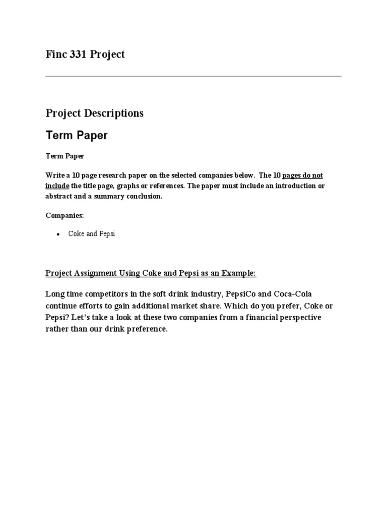 (Assignment) Finc 331 Project 1 | PDF | Coca Cola | Investing