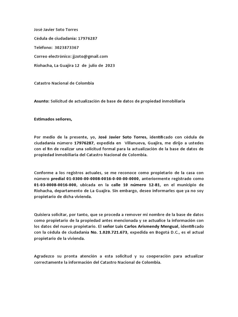 Solicitud Catastro | PDF