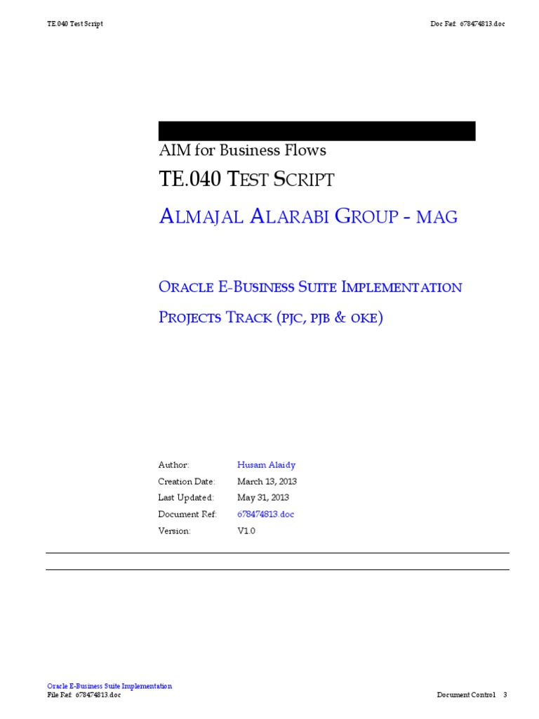 MAG PRJ TE040 CRP2-UAT Test Script V1.0 | Download Free PDF | Double ...