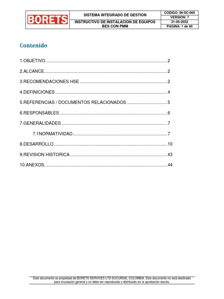 In-Sc-005 Iinstructivo de Instalación de Equipos Bes Con PMM V7 | PDF ...