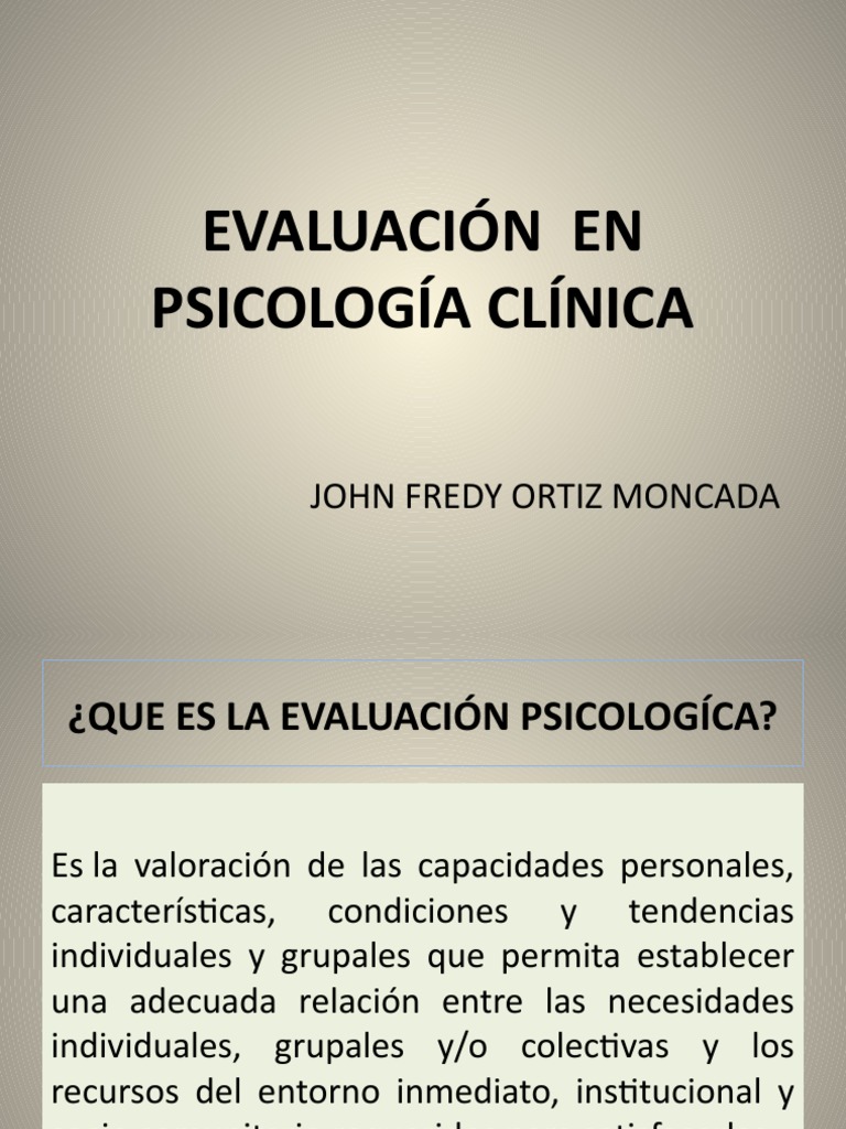 Evaluación en Psicología Clínica | PDF | Sicología | Comportamiento