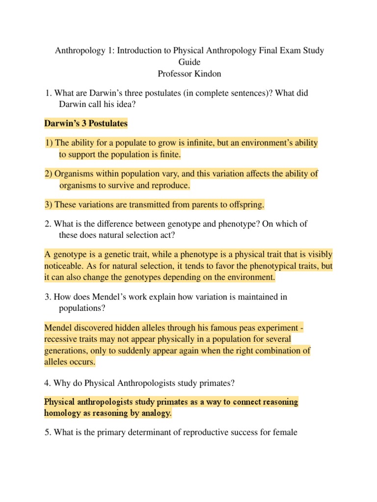 ANTH Final Exam Study Guide | PDF | Human | Hominidae