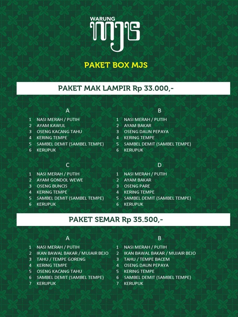 Paket - Menu BOX 2021 | PDF