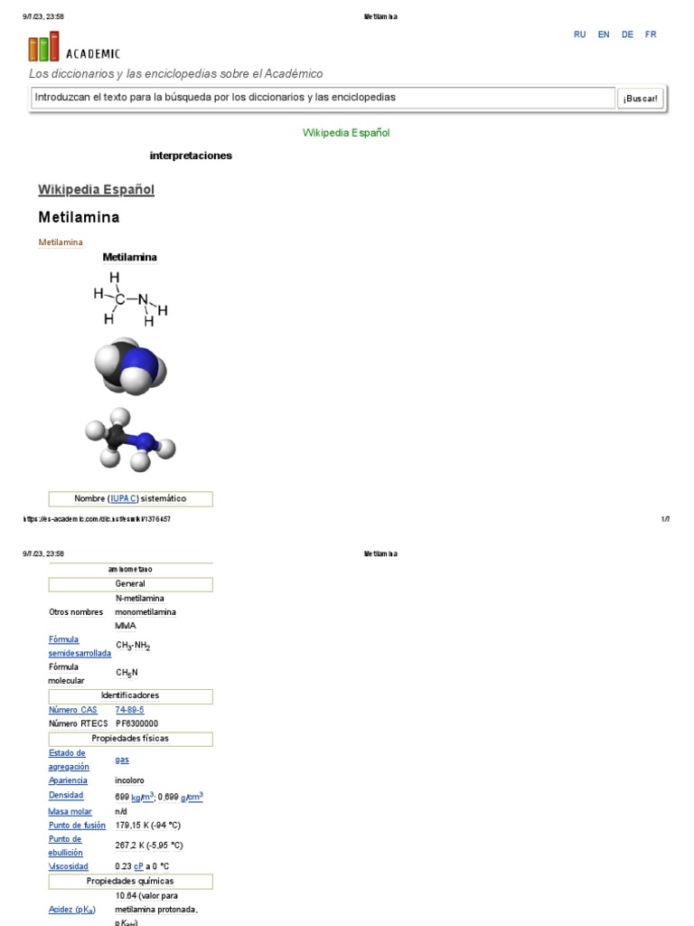 Metilamina NH | PDF | Química Física | Materiales