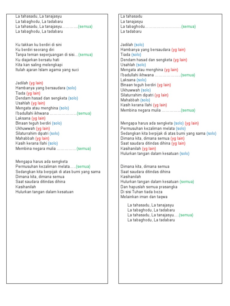 Nasyid Lelaki Kafa Pantai 2023 | PDF