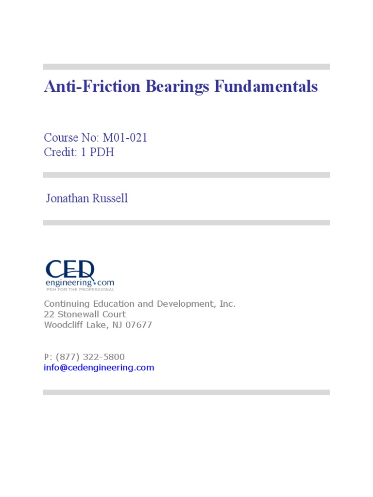 Anti-Friction Bearings Fundamentals | PDF | Bearing (Mechanical) | Friction
