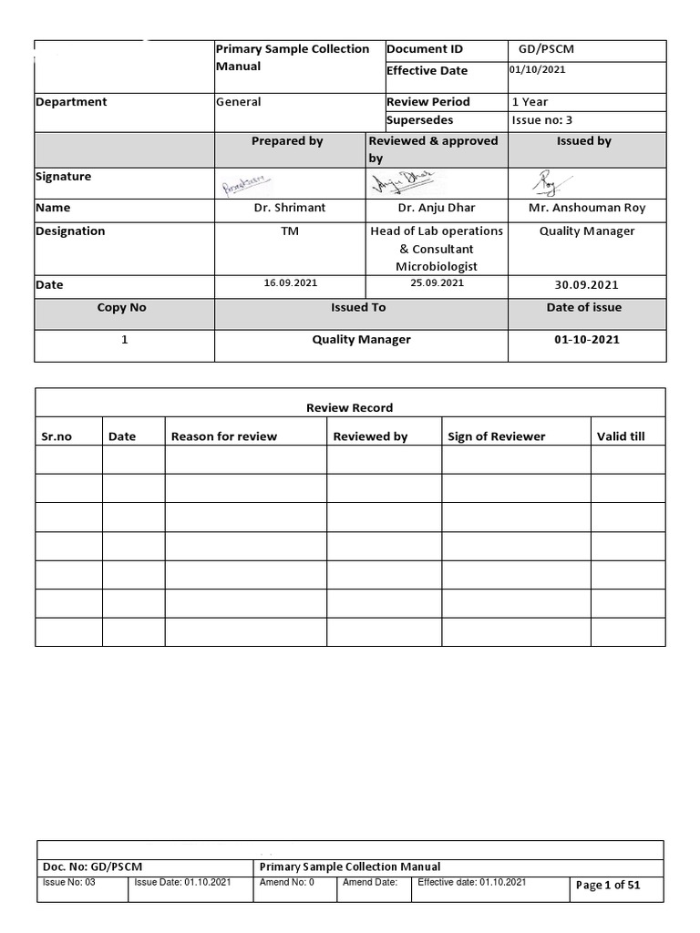 Primary Sample Collection Guidelines | PDF | Medicine | Clinical Medicine
