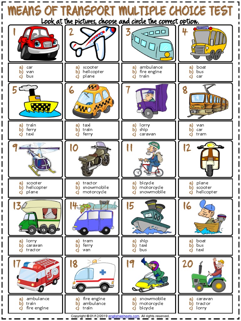 Transportation Multiple Choice Test | PDF | Technology & Engineering