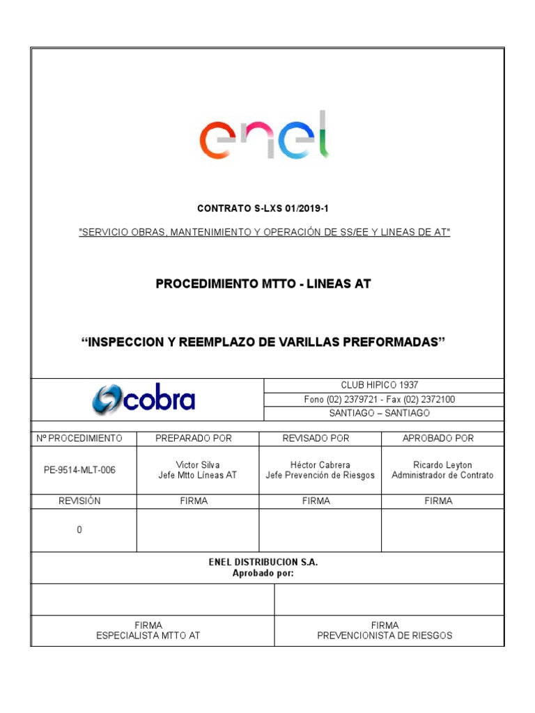 PE-9514-MLT-006 Inspección y Reemplazo de Varillas Preformadas, Rev 0 | PDF | Camión | La seguridad