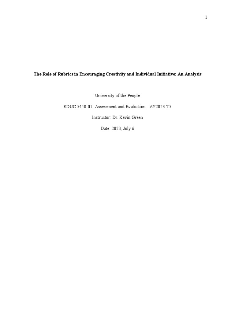 EDUC 5440 - Unit 3 - Written Assignment | PDF | Rubric (Academic ...