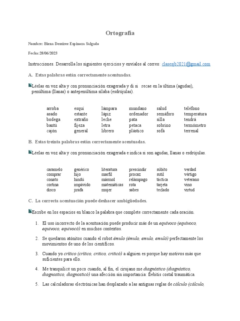 Guía de Ejercicios 2 - Acentuación | PDF