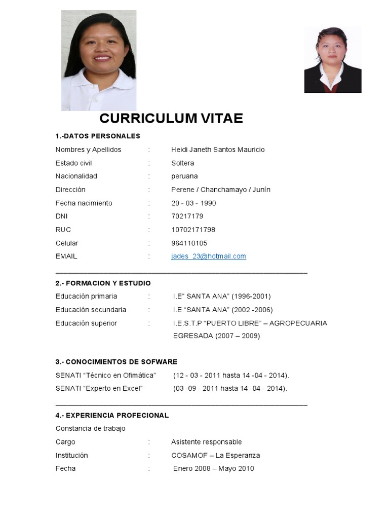 Curriculum Vitae Heidi Janeth Santos Maur | PDF | Agricultura