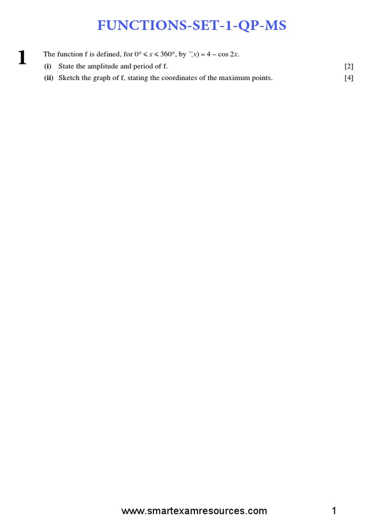 1.1 Functions Topic Questions 0606 Set 1 QP Ms | PDF | Function ...
