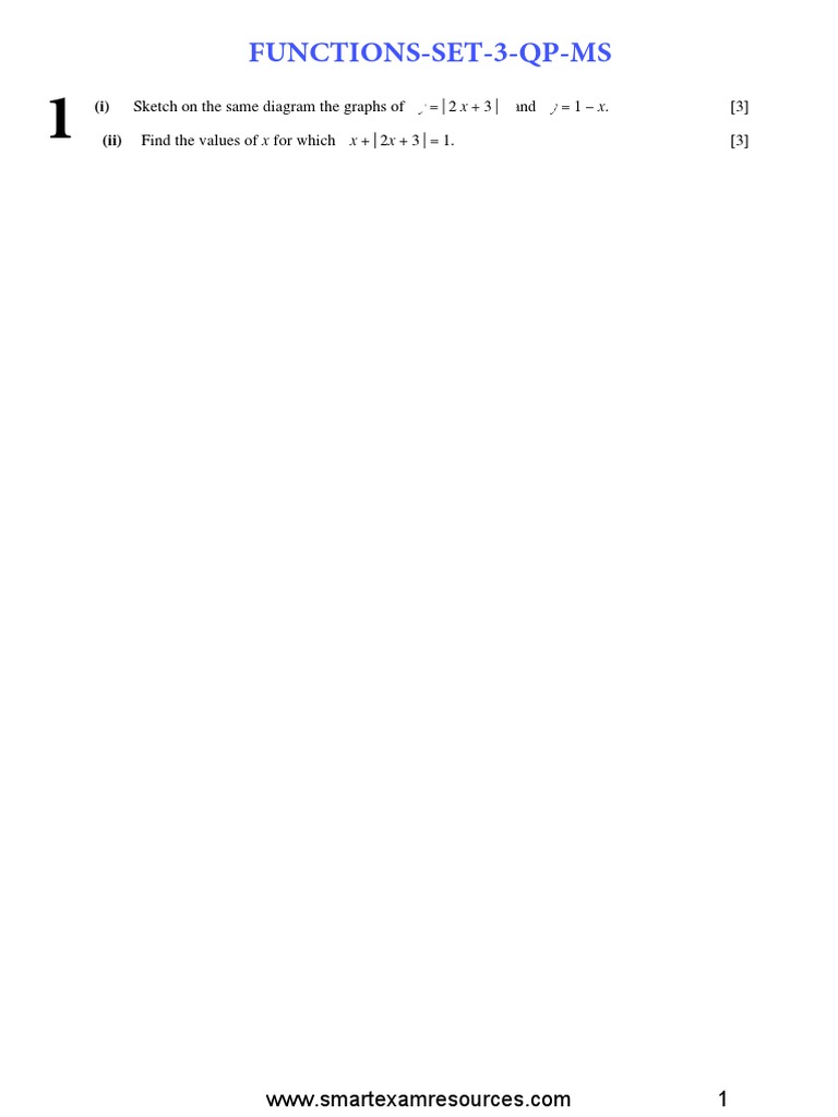 1.1 Functions Topic Questions 0606 Set 3 QP Ms | PDF | Function ...