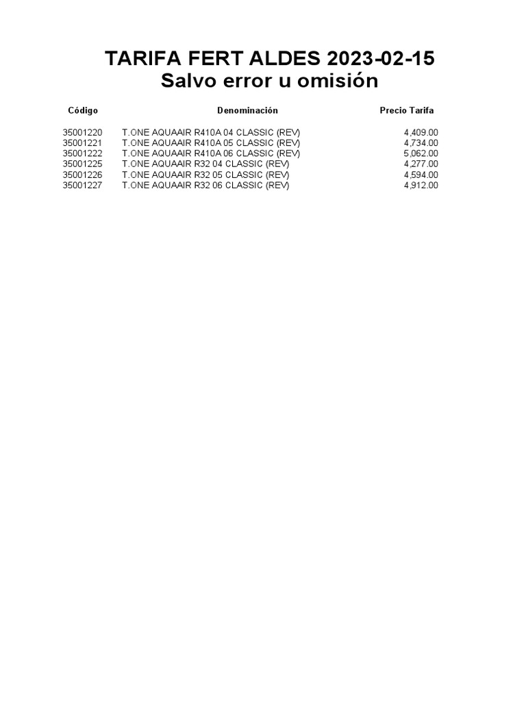 Aldes - Tarifa PVP - Act. Febrero 2023 | PDF
