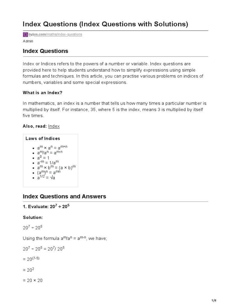 Index Questions and Solutions Guide | PDF | Triangle | Area