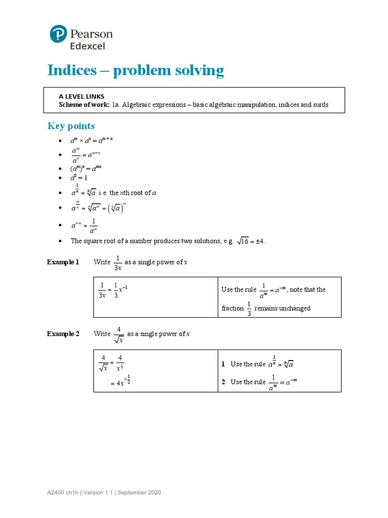 Example 11 Chapter 1 Indices Problem Solving Pdf Mathematics Algebra