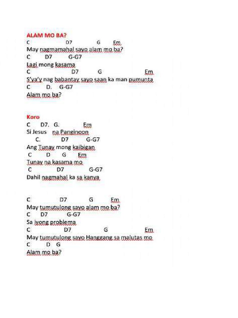 Alam Mo Ba? Lyrics | PDF