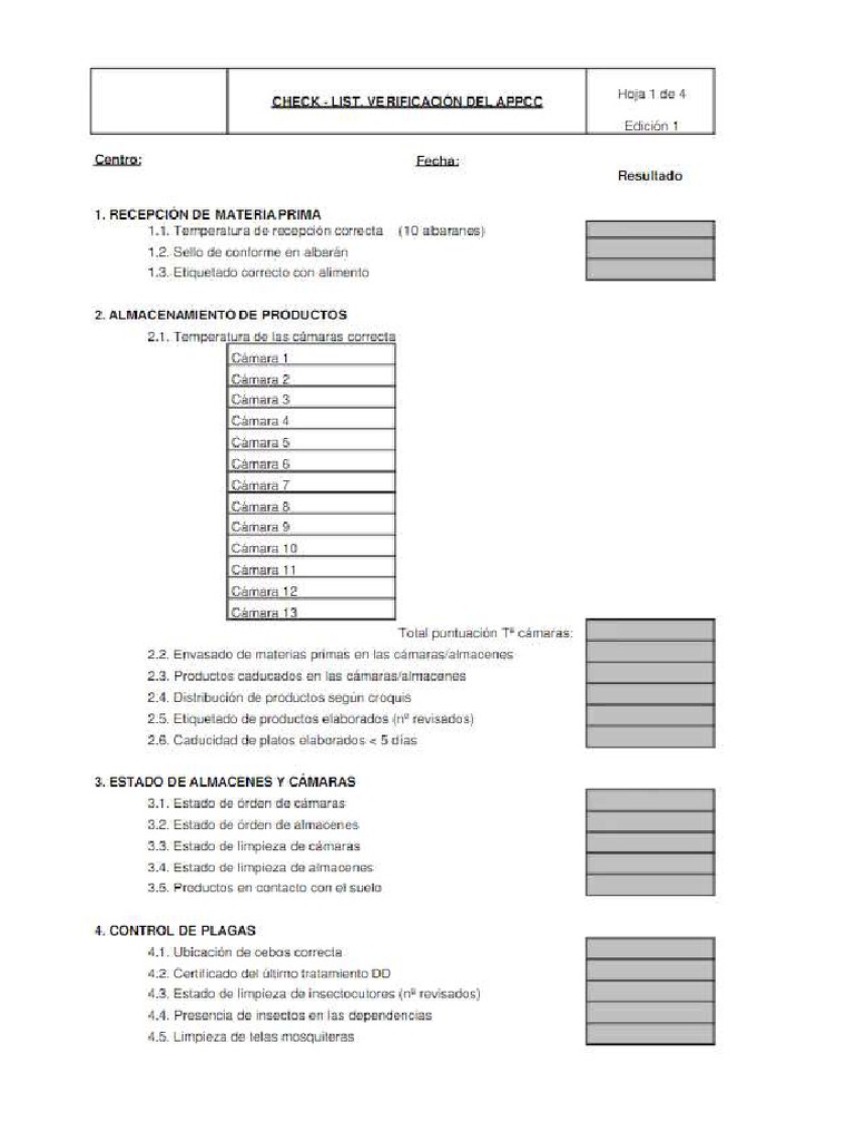 Check List-Recepcion de La Materia Prima | PDF