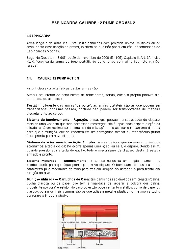 Espingarda Calibre 12 Pump CBC 586 | PDF