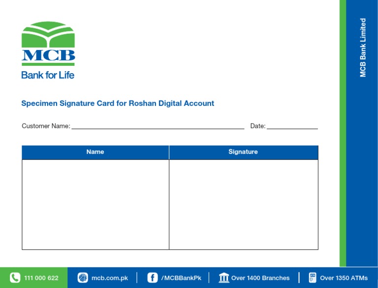 Specimen Signature Card | PDF