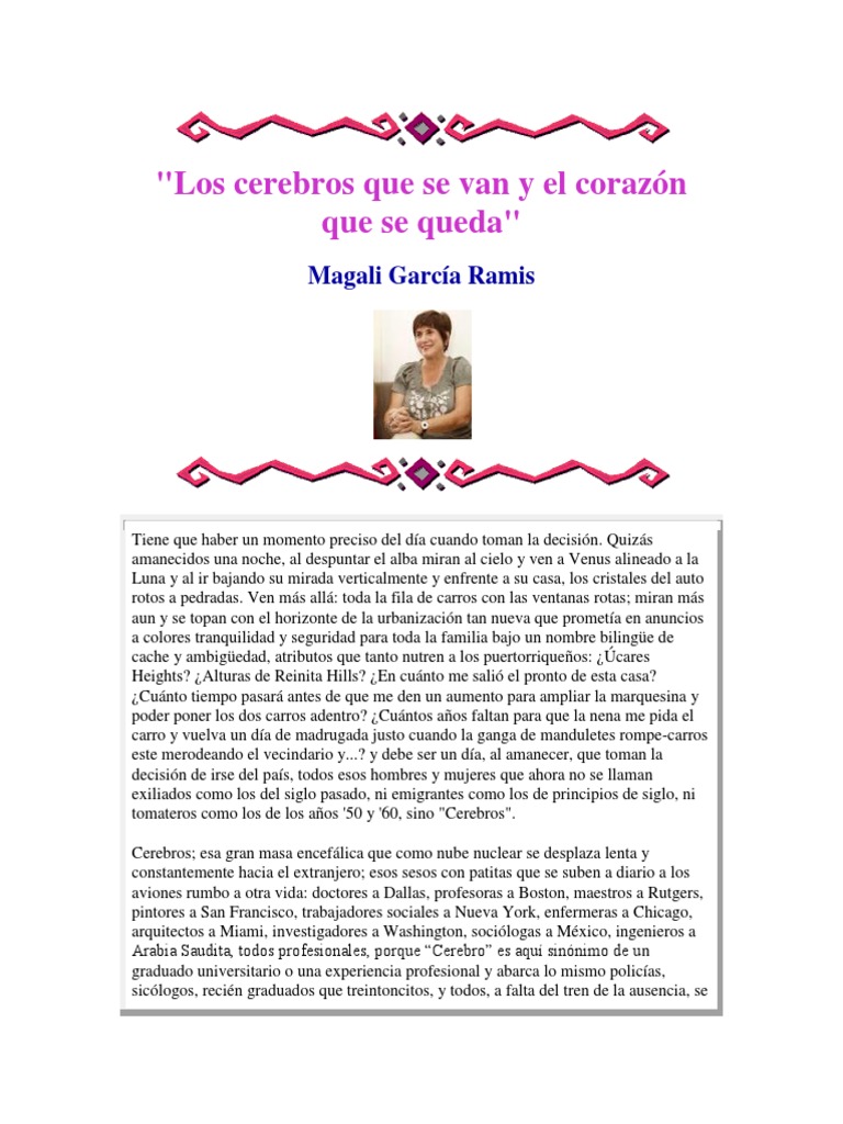 Ensayo Los Cerebros Que Se Van y El Corazón Que Se Queda, M. G. Ramis | PDF