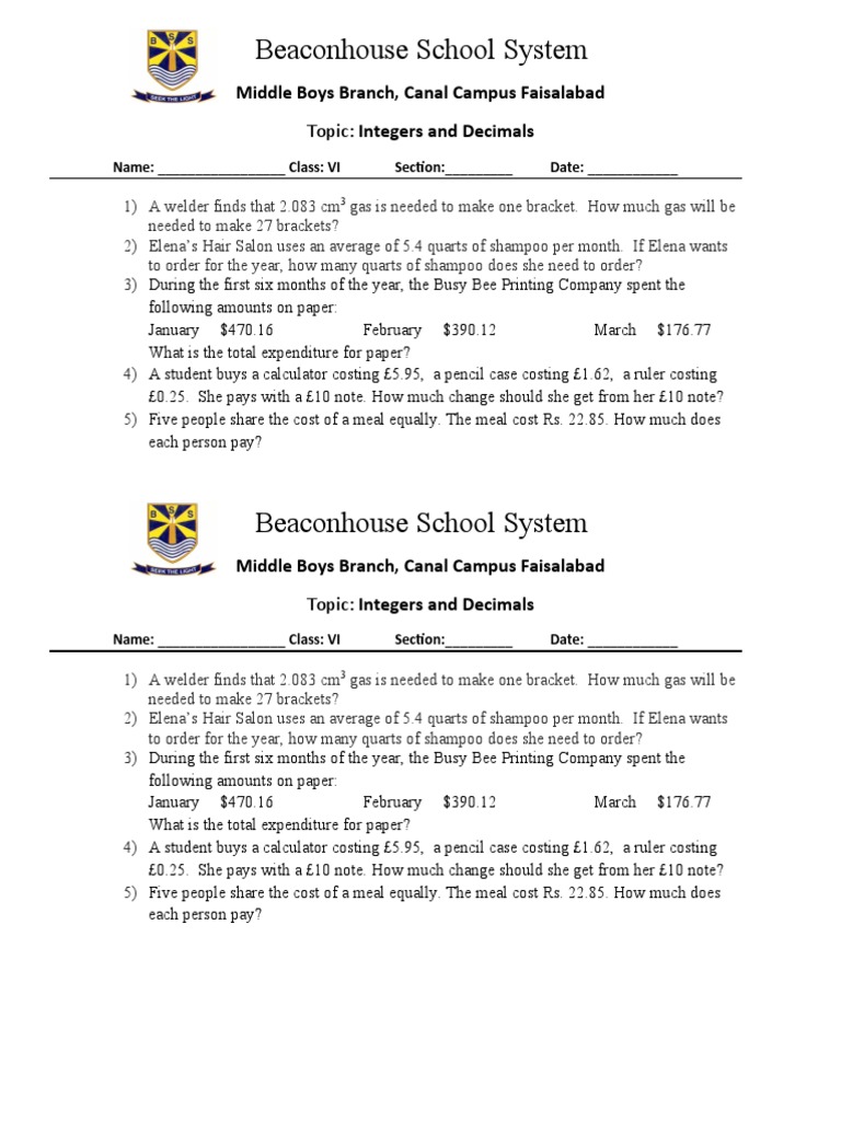 Word Problems Practice Sheet | PDF