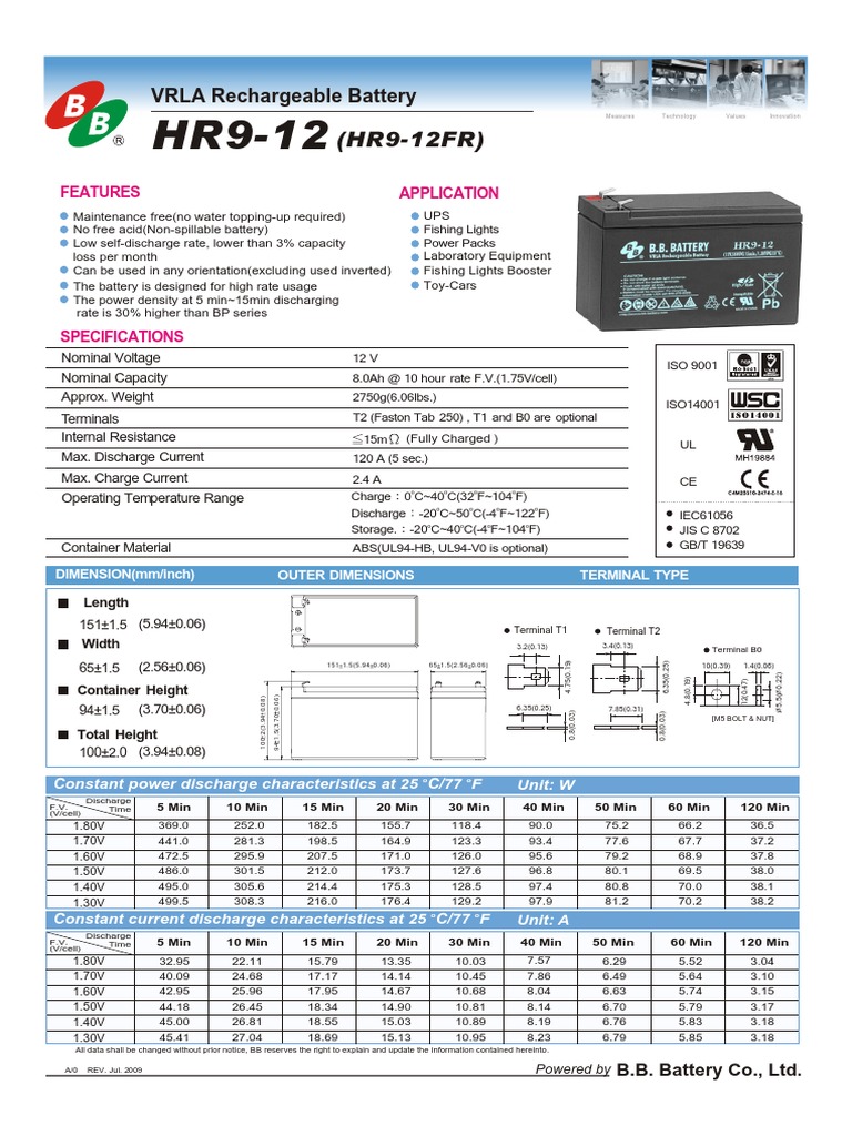 HR9 12 | PDF | Rechargeable Battery | Electrical Engineering