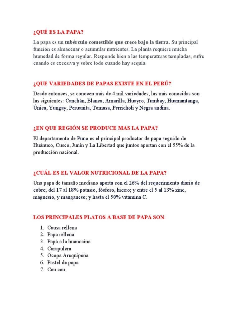 Que Es La Papa | PDF