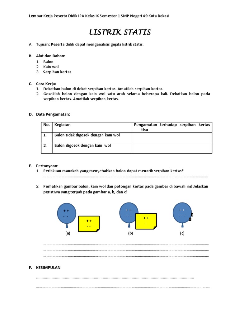 LKPD Listrik Statis | PDF