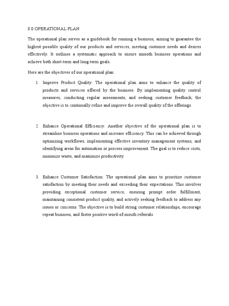 Ent300 8. Operational Plan | PDF | Employment | Goal