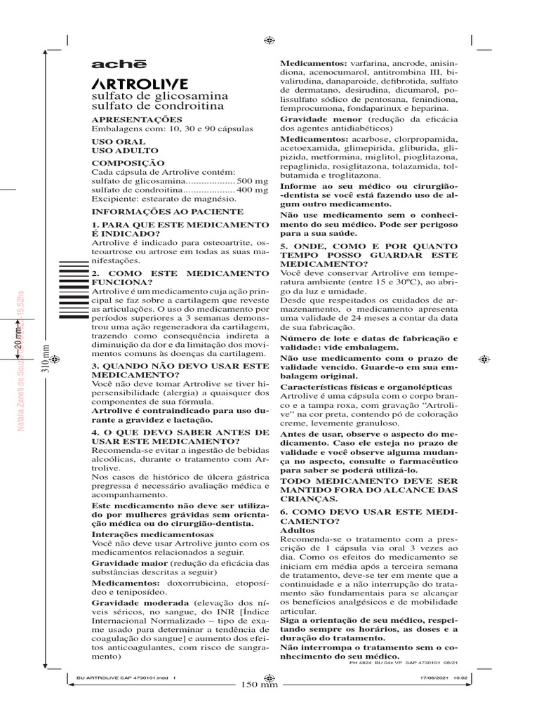 Bula Artrolive Capsulas | PDF | Gravidez | Osteoartrite