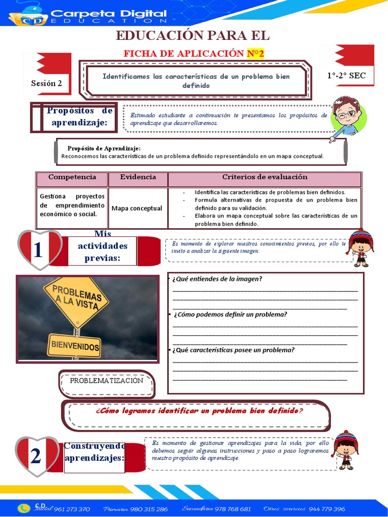 1°-2° Ficha de Aplicación-Sesión2-Sem.2-Exp.4-Educacion para El Trabajo | PDF | Aprendizaje ...