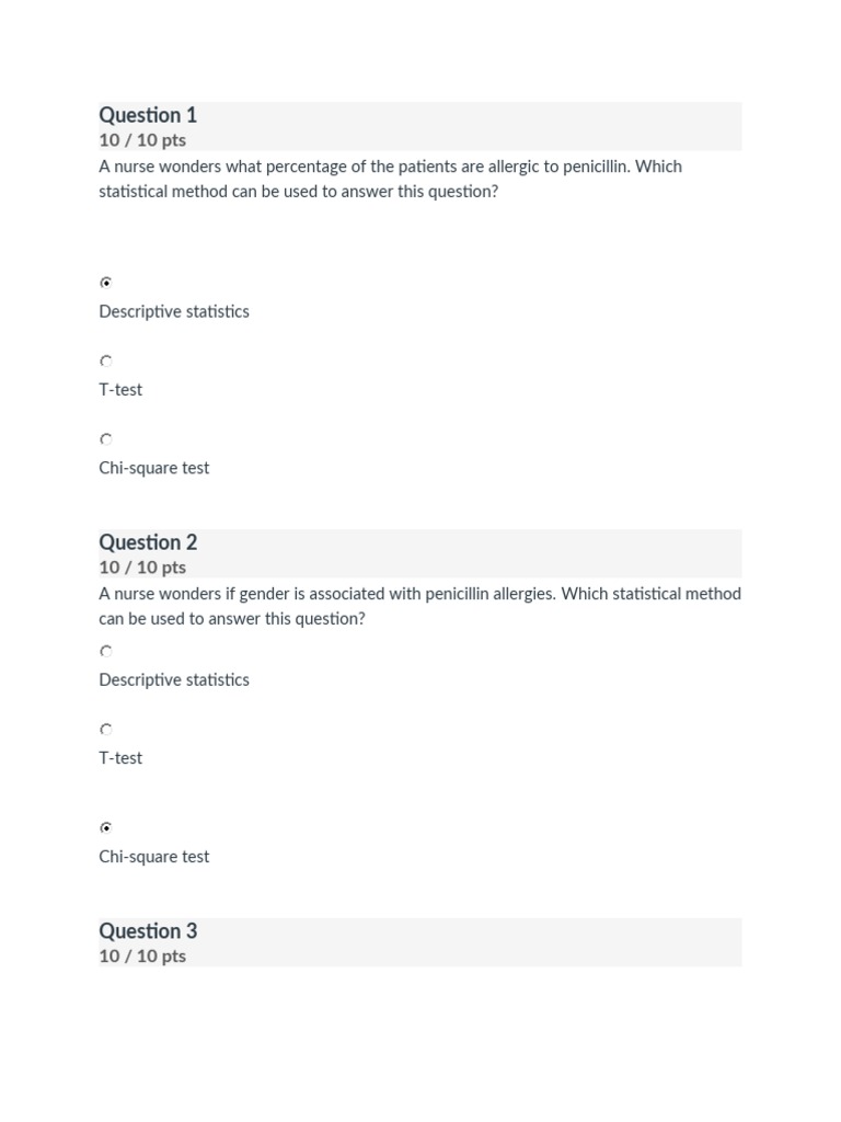 Statistic Quiz 1 | PDF | Student's T Test | Statistics