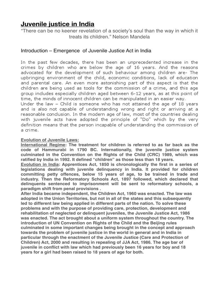 Juvenile Justice in India | PDF | Juvenile Delinquency | Juvenile Court
