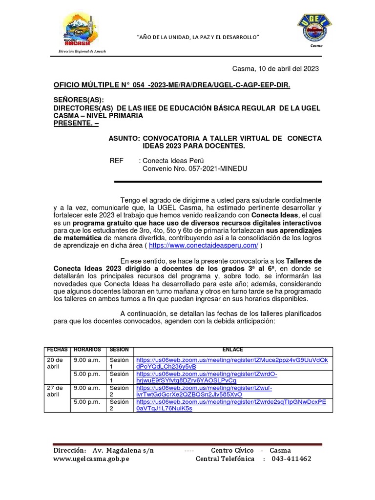 Oficio Mult. 054-Conecta Ideas | PDF | Aprendizaje