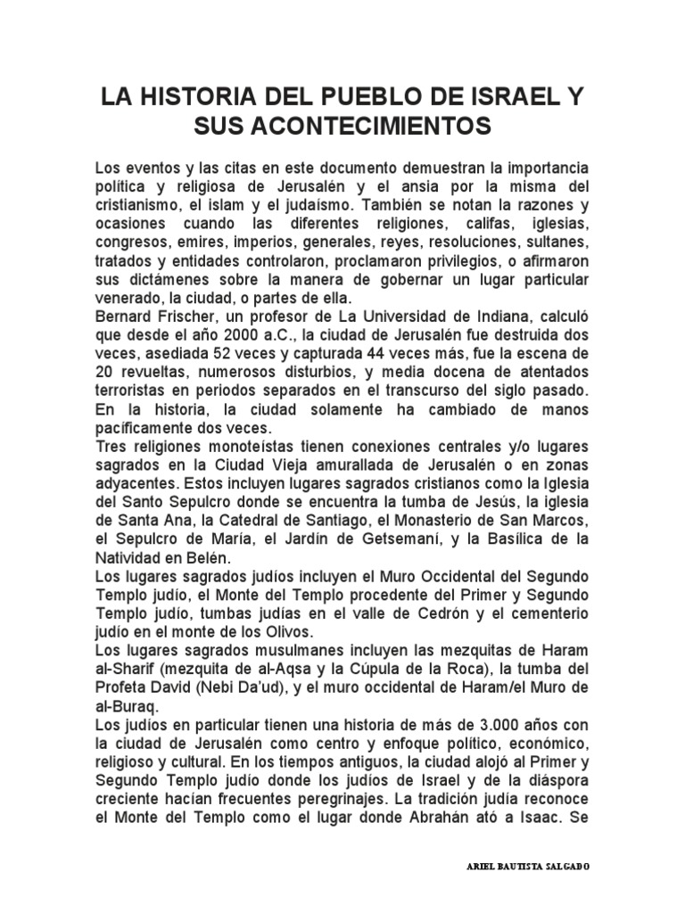 La Historia Del Pueblo de Israel y Sus Acontecimientos | PDF ...