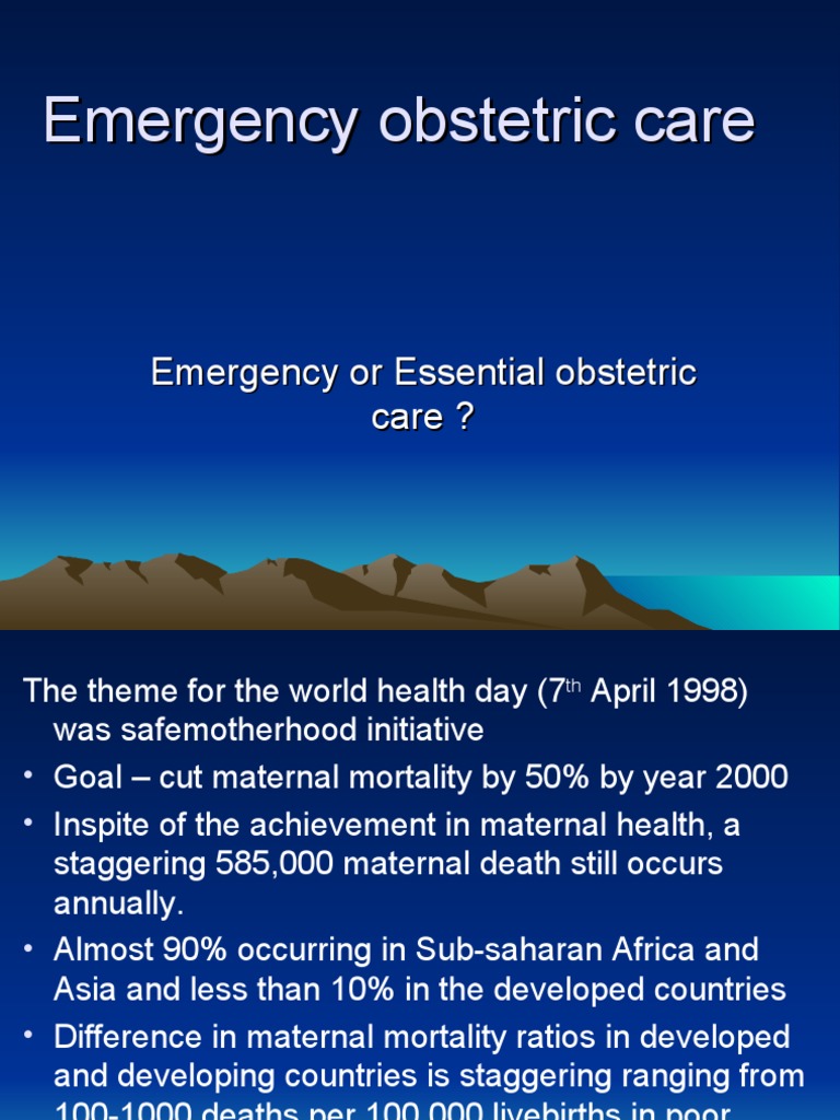 Essential Obstetric Care Pdf Maternal Death Childbirth