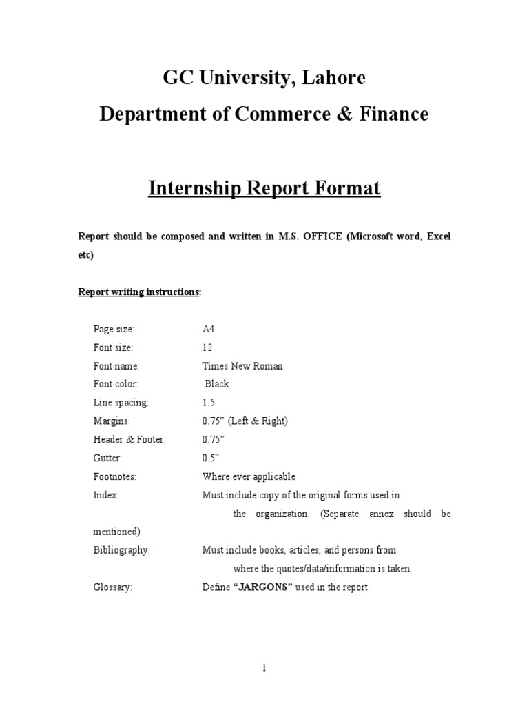 GC University Internship Report Guidelines | PDF | Financial Statement ...